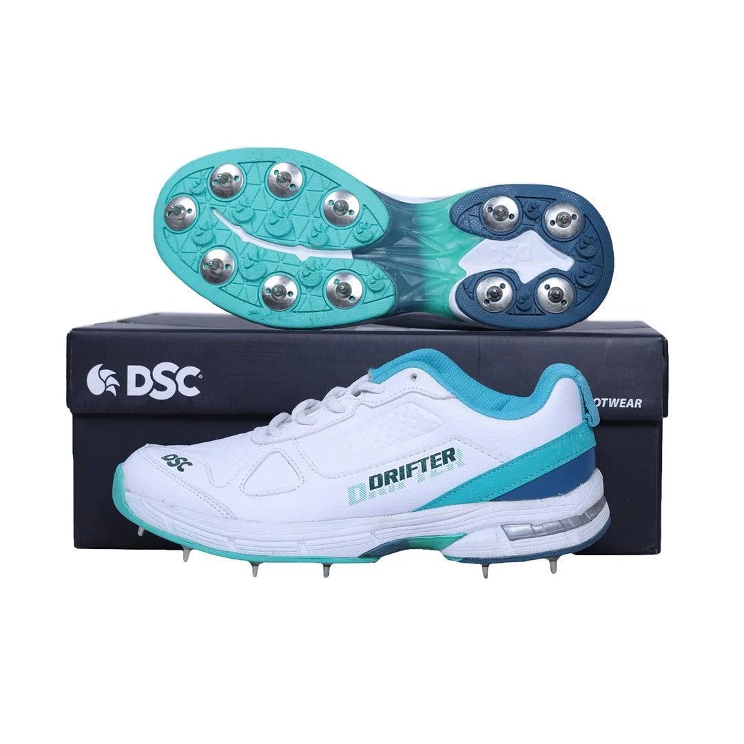 DSC Drifter Cricket Shoes - Cyan (2024) - Metal Spikes - Cricket Shoes ...