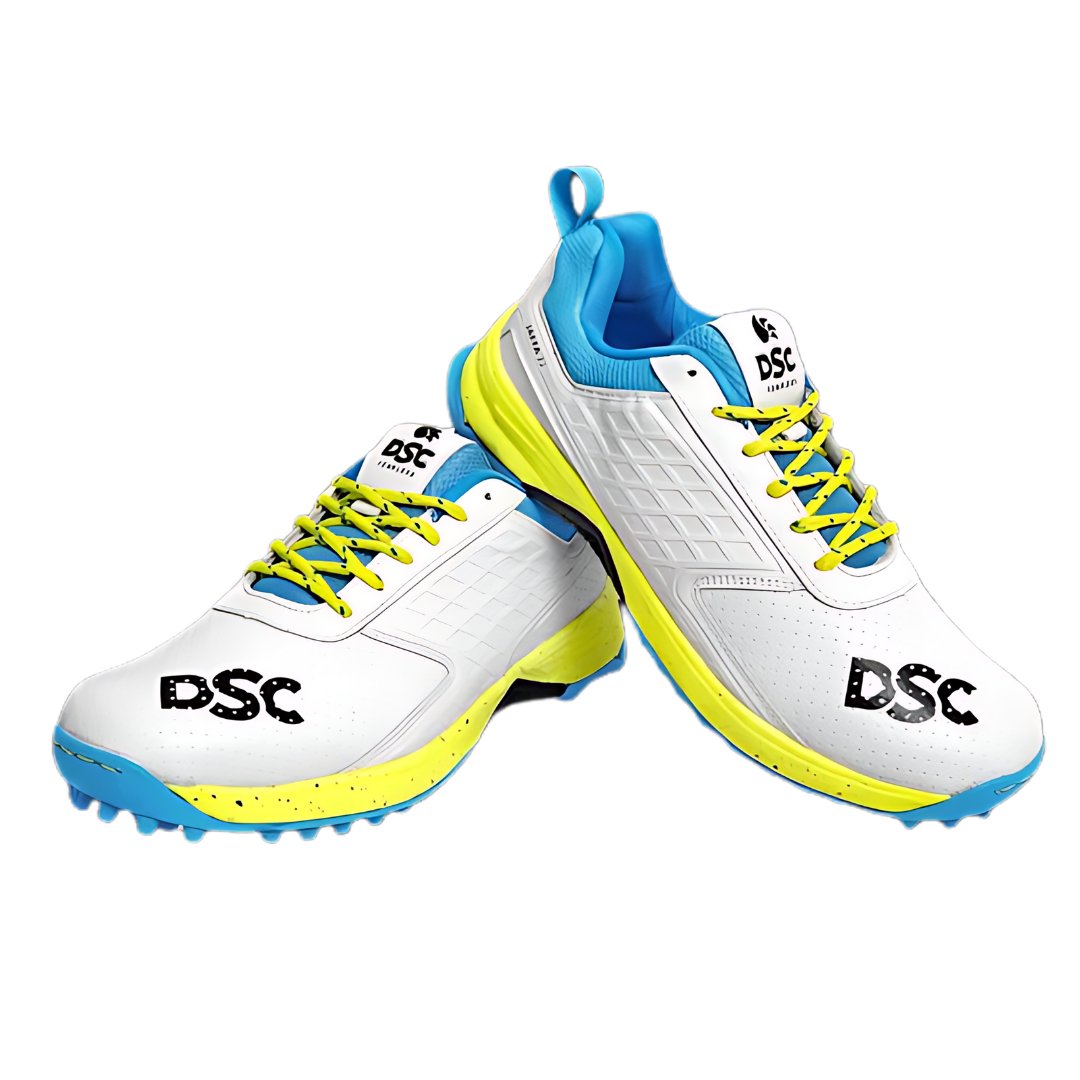 DSC Jaffa 22 Rubber Spike Cricket Shoes - White/Yellow - Cricket Shoes ...